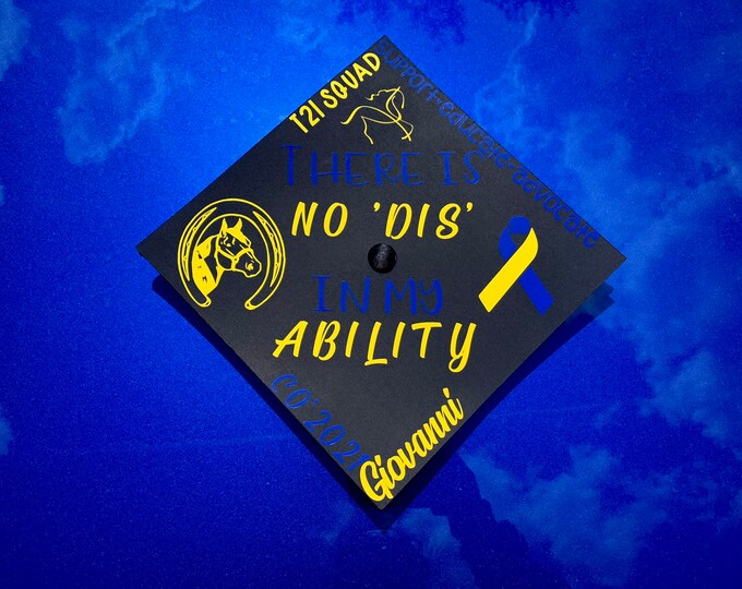 Down Syndrome Custom Graduation Cap, Yellow and Blue Down Syndrome ...