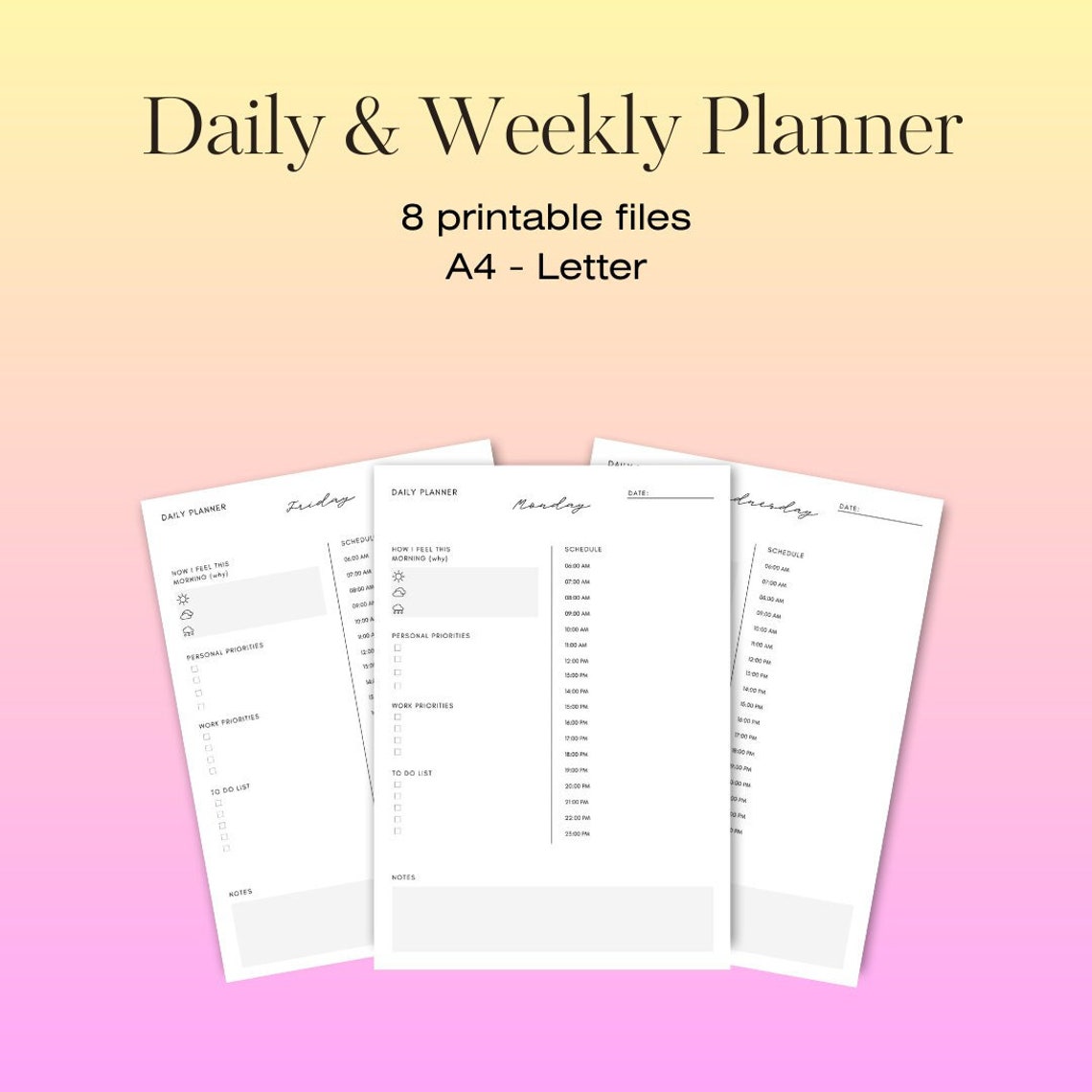 Daily & Weekly Printable Planner - Etsy
