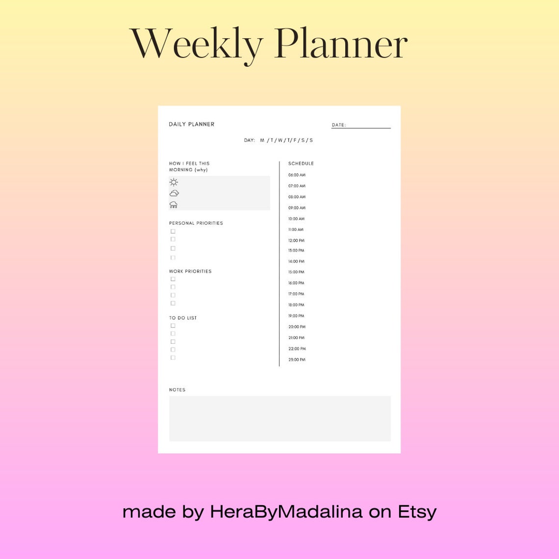 Daily & Weekly Printable Planner - Etsy