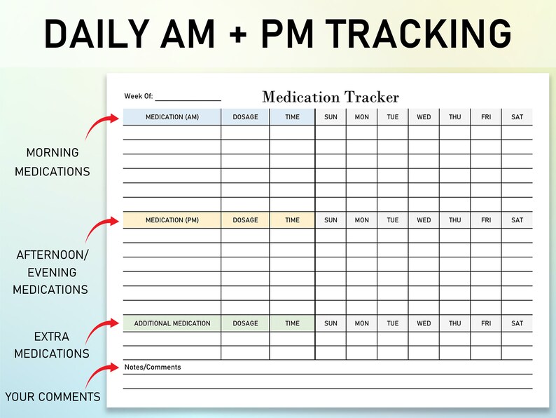 Medication Tracker Printable PDF Medication Log Medication List ...