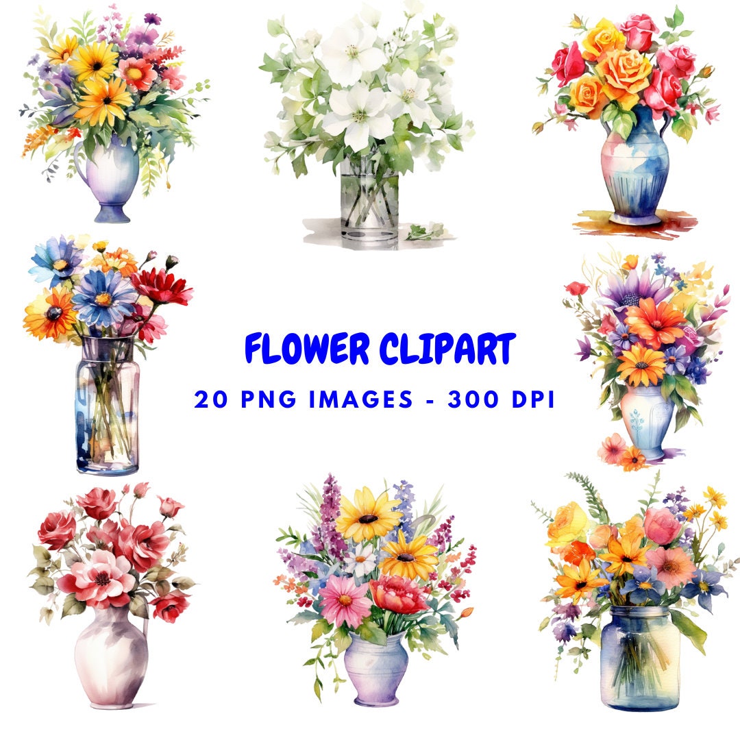 Watercolor Flower Clipart - Summer Clipart - PNG Instant Download ...