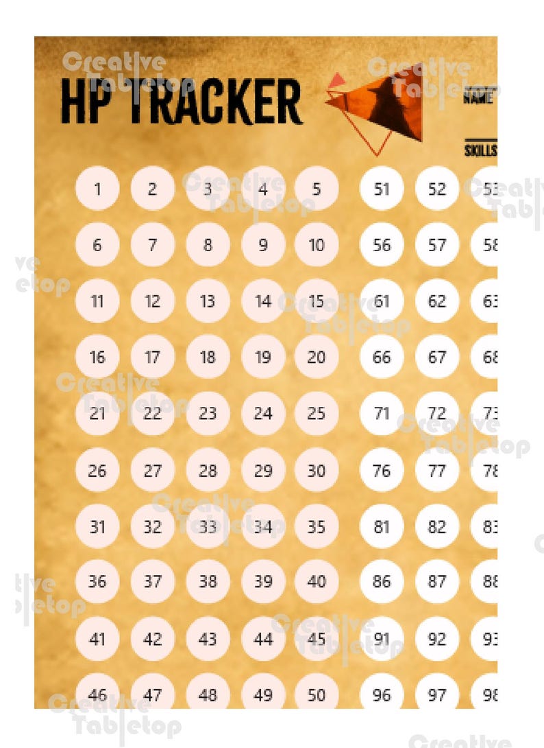 HP Tracker Sheet for Dnd | A4 & A5 Printable | 3 Designs + Printer ...