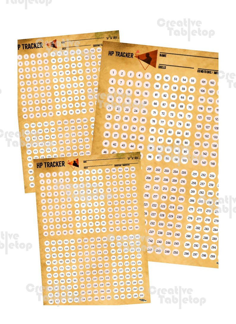 HP Tracker Sheet for Dnd | A4 & A5 Printable | 3 Designs + Printer ...
