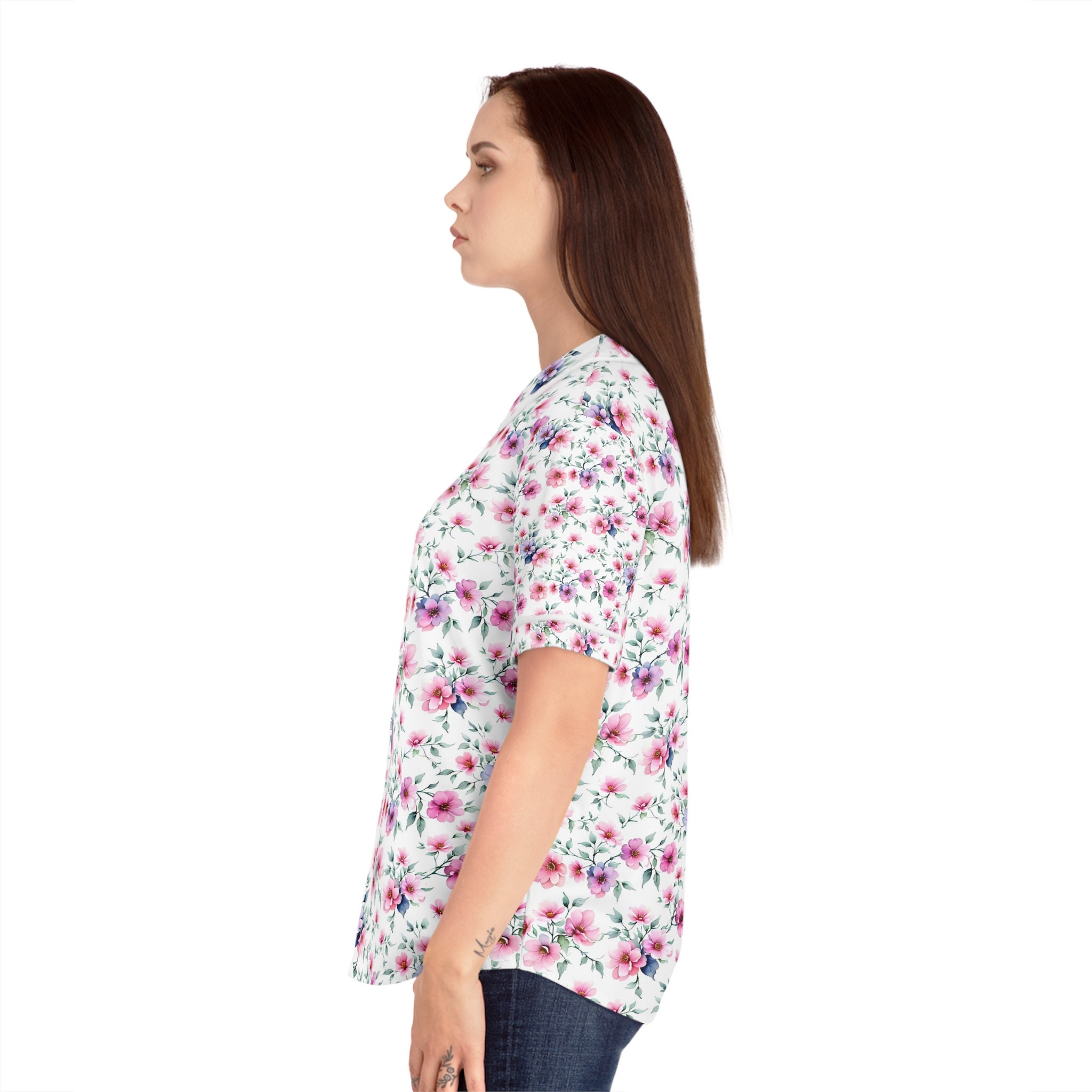 Seamless Watercolor Floral Pattern. Women's Baseball Jersey AOP - Etsy