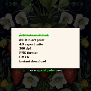 Vintage Botanical Strawberry | 8x10 | Wall Art Print | Floral Printable ...