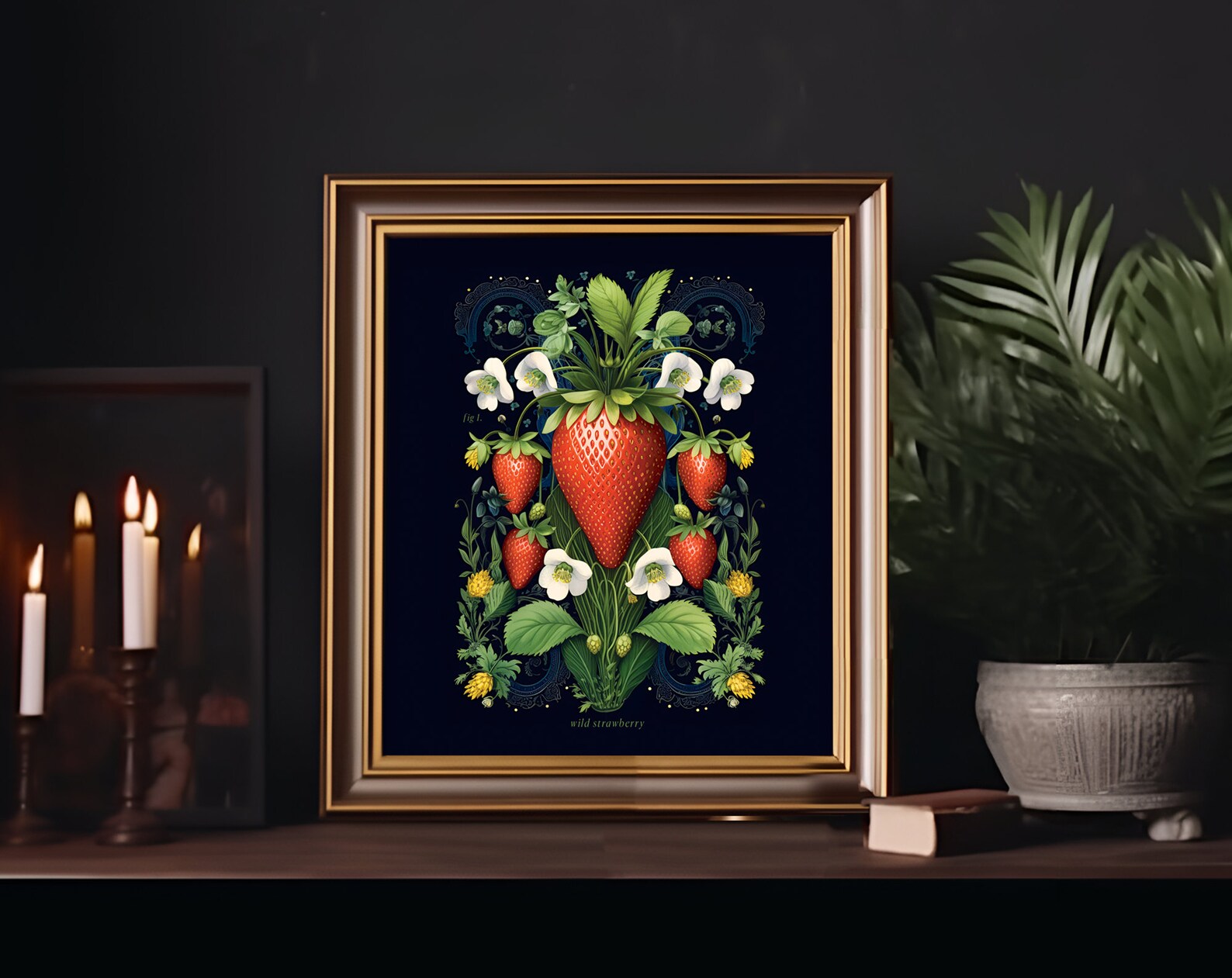 Vintage Botanical Strawberry | 8x10 | Wall Art Print | Floral Printable ...