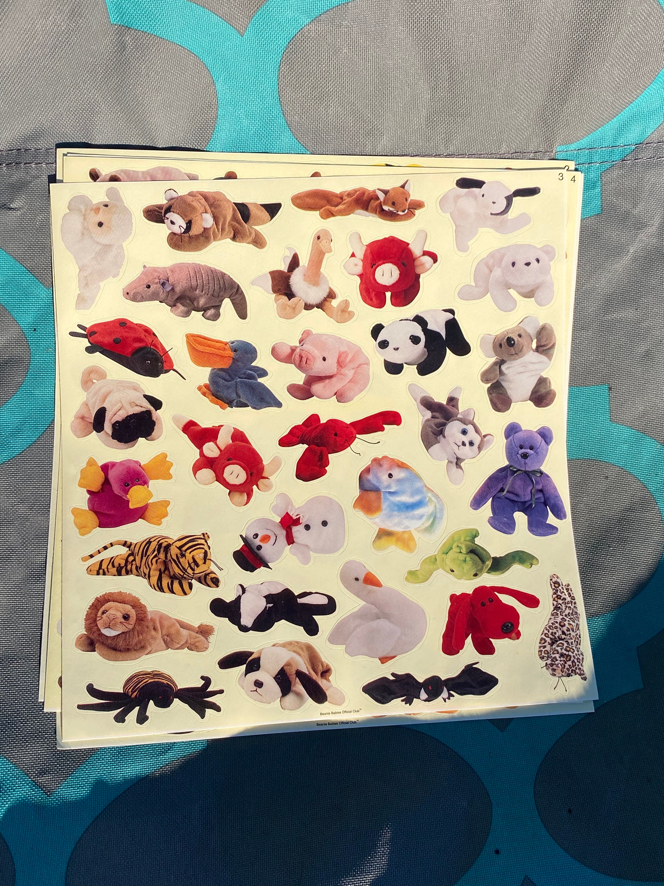Vintage Beanie Babies Official Club Stickers - Full Set (5 Sheets - 125 ...