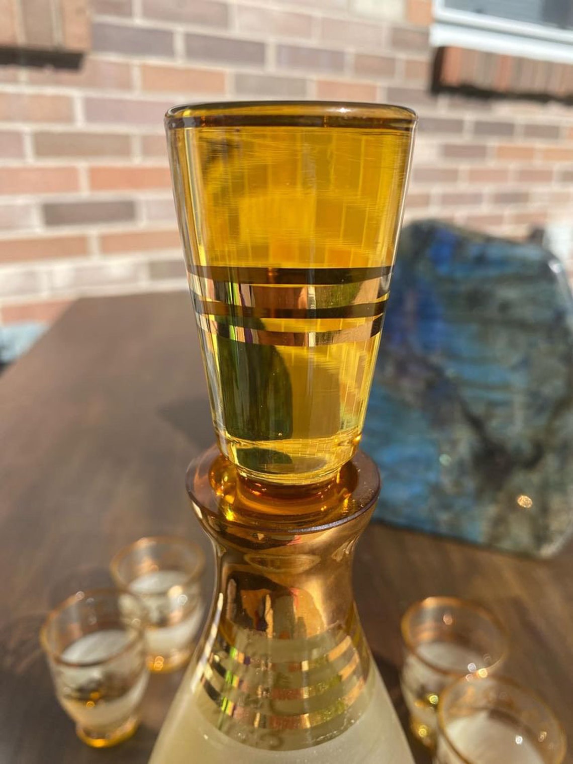 Antique Handmade Glass Decanters W Glasses (multiple Sets) - Etsy