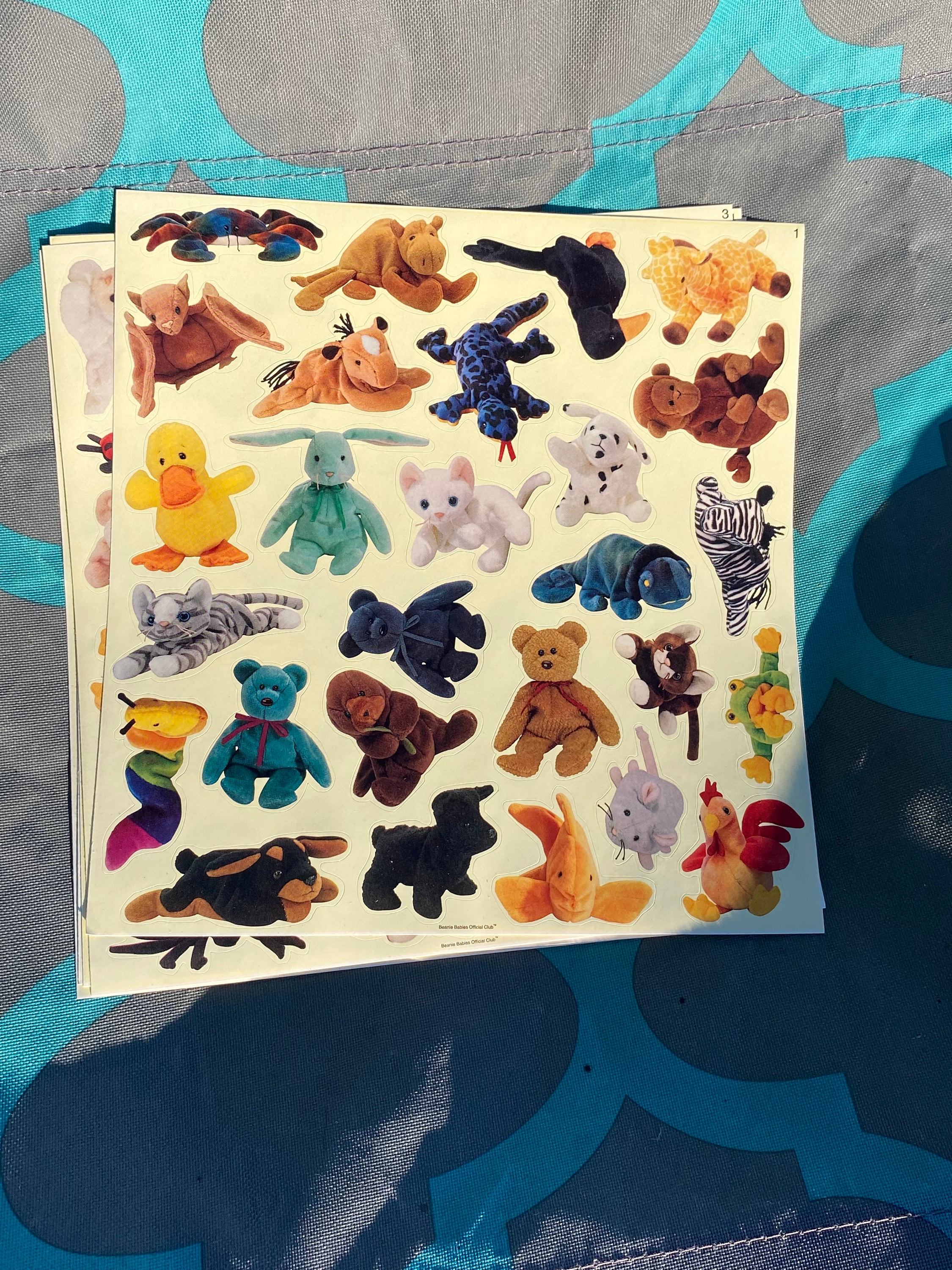 Vintage Beanie Babies Official Club Stickers - Full Set (5 Sheets - 125 ...