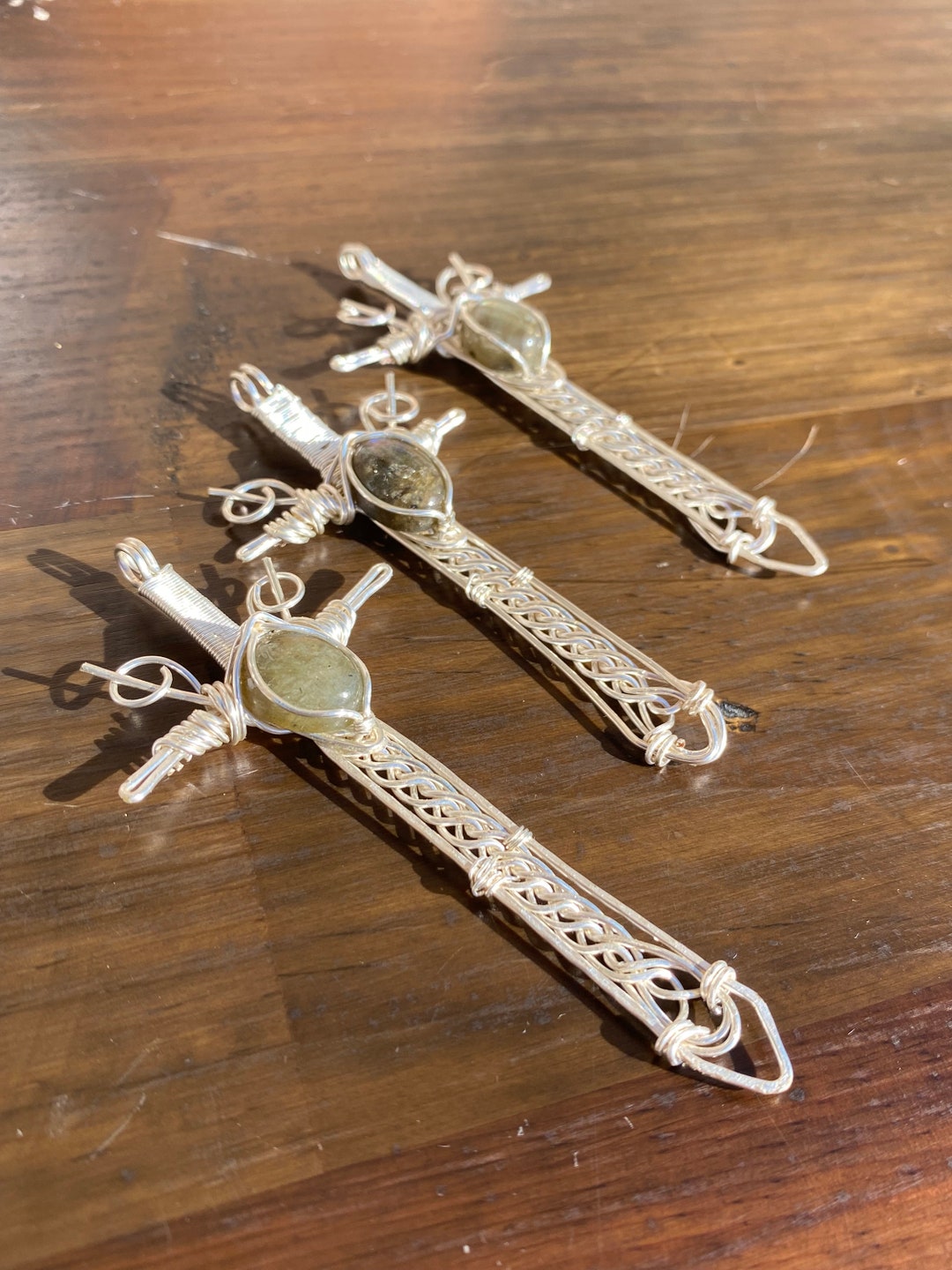 Handmade Silver Wire-wrap Sword/cross Pendant (FT. Labradorite) - Etsy