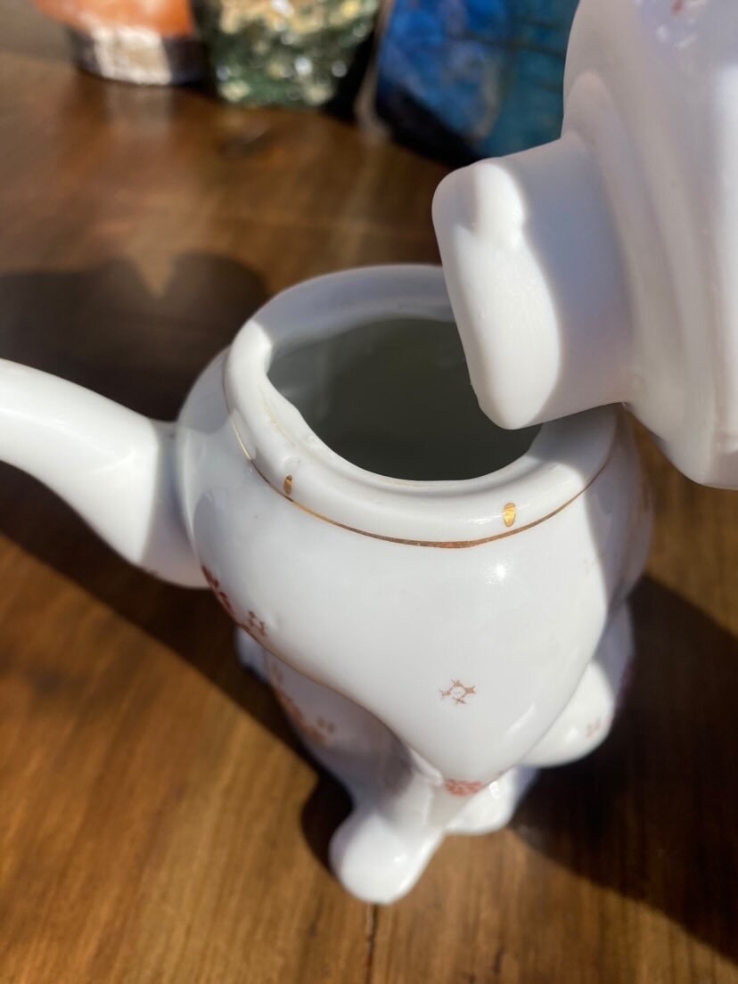 Antique White Porcelain Cat Teapot - Etsy