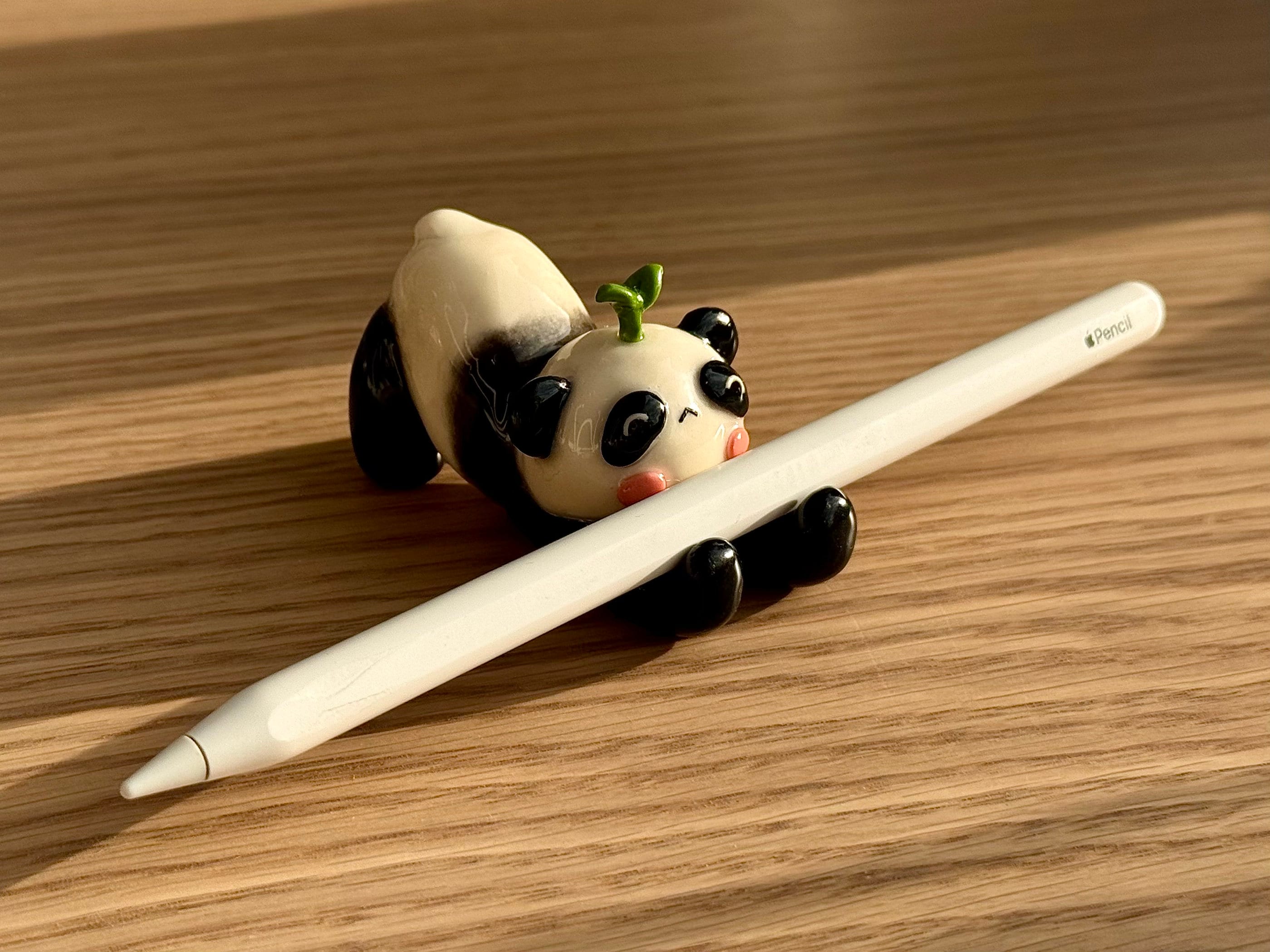 Panda Figurine Pencil Holder, Kawaii Polymer Clay Desk Friend ...