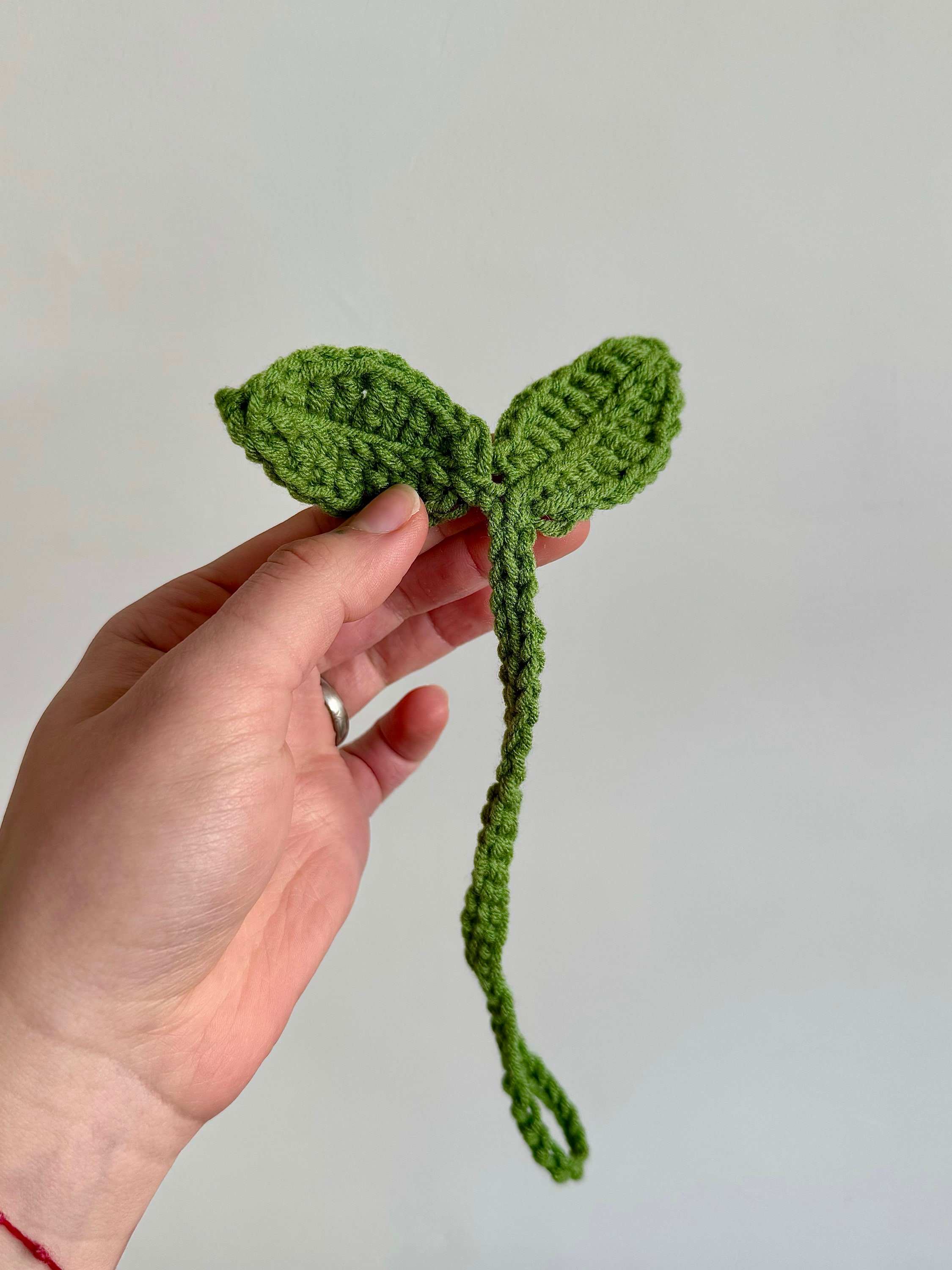 Crochet Leaf Sprout Headphones Decoration, Handmade Sapling Bookmark ...