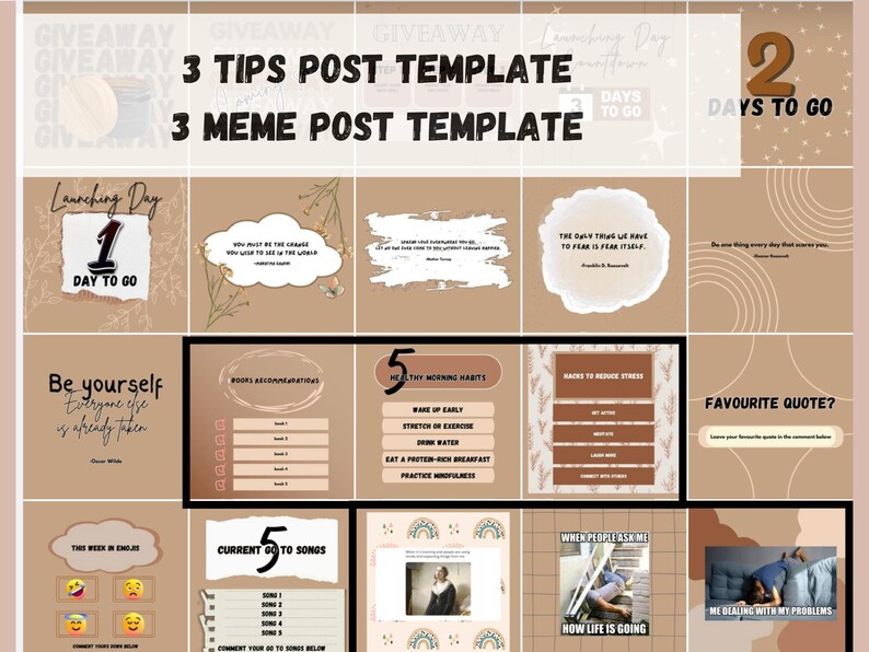 20 Instagram Post Template for Business Owner Boho Edition | Brown ...
