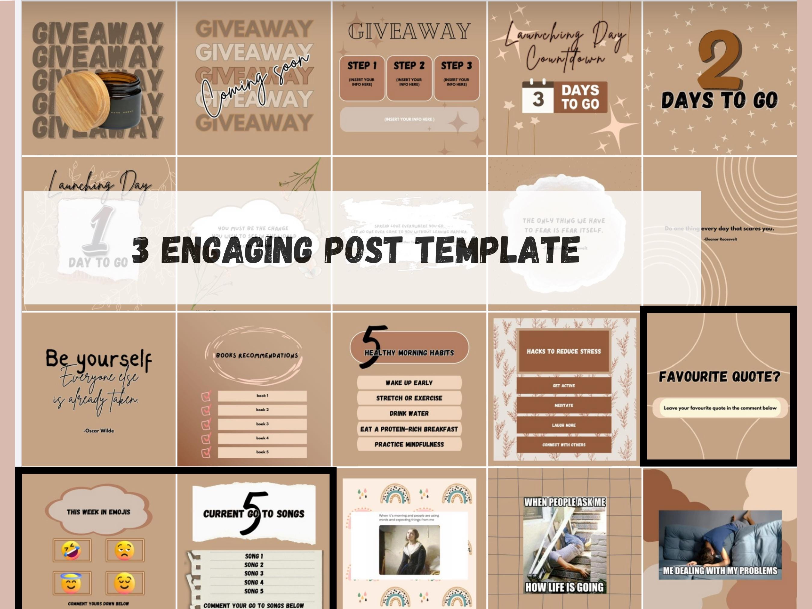 20 Instagram Post Template for Business Owner Boho Edition | Brown ...