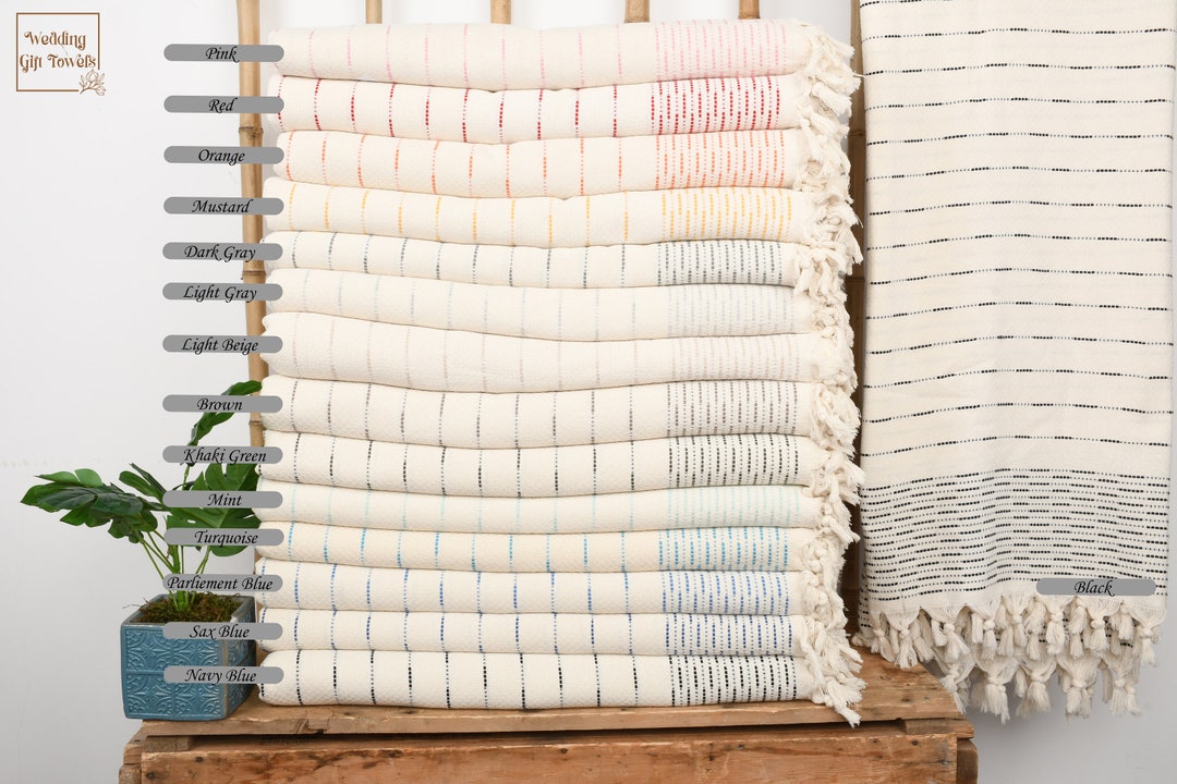 Personalized Turkish Cotton Blanket: Striped Woven Throw, Bridal Shower ...