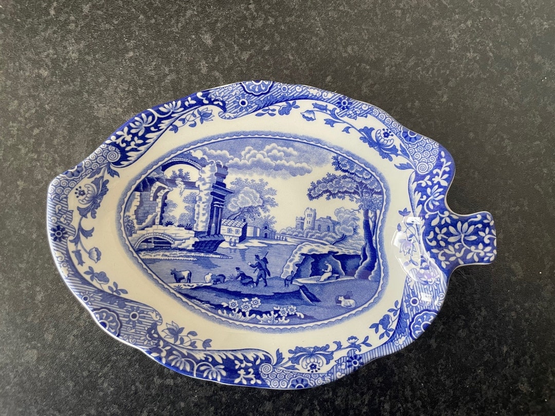 Spode Blue Italian Dish giftware by Spode. Leaf Shape - Etsy