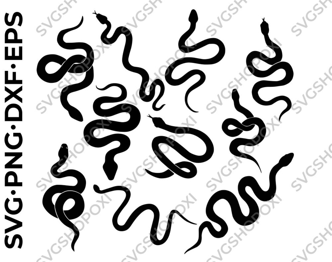 Snake Bundle, 10 Snakes / Svg, Png, Eps, Dxf / Layered, Cricut ...