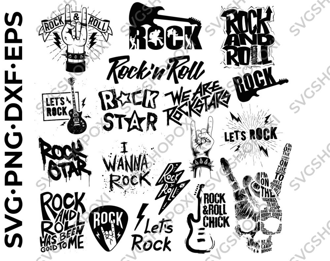 Rock And Roll Bundle, 18 Dateien / SVG, Png, Eps, Dxf / Layered, Cricut ...