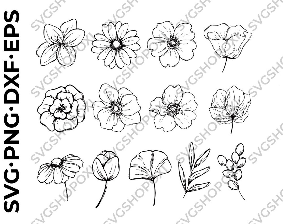 Flowers Bundle / Svg, Png, Eps, Dxf / Vector, Cricut , Silhouette File ...