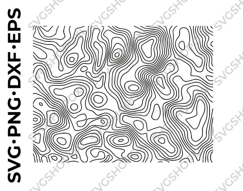 Topographic Map Pattern Svg Png Eps Dxf Cricut Silhouette File Etsy