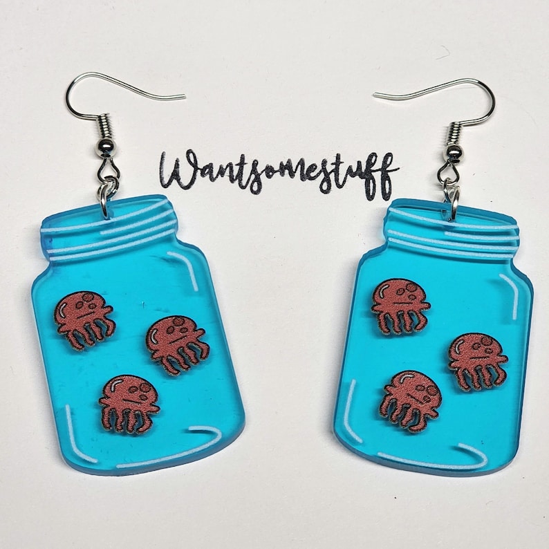 Spongebob Jellyfish Jar Earrings for Cartoon Lovers - Etsy
