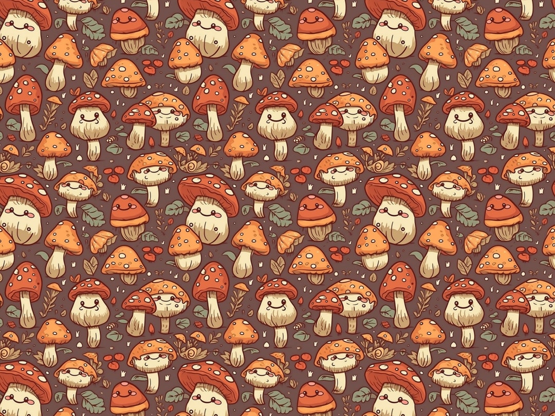Cute Cartoon Mushrooms: Digital Pattern for DIY Crafts & Design - Etsy