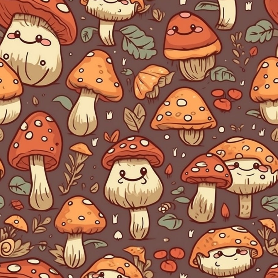 Cute Cartoon Mushrooms: Digital Pattern for DIY Crafts & Design - Etsy