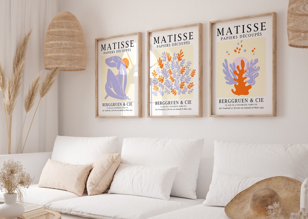 Lilac Color Matisse Wall Art Set of 3, Retro Wall Art, Aesthetic Print ...