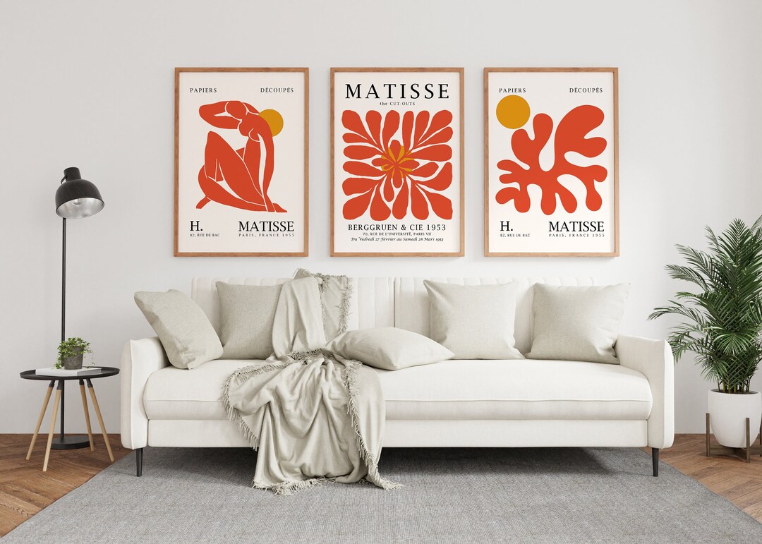 Orange Matisse Poster Set of 3, Gallery Wall Set, Henri Matisse Print ...