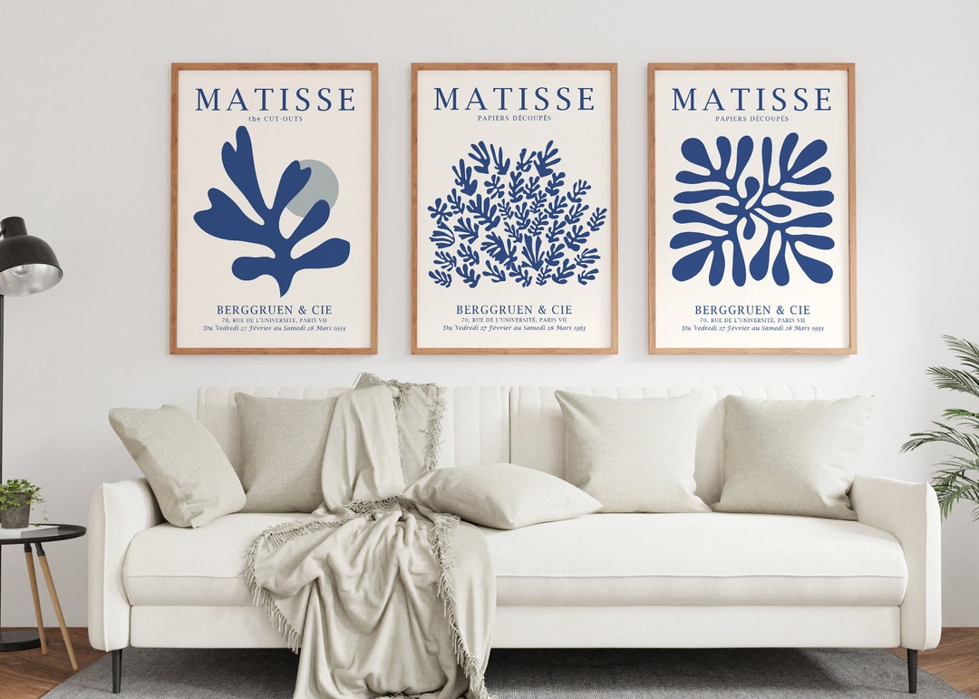 Blue Matisse Print, Set of 3 Prints, Blue Boho Prints, Matisse ...
