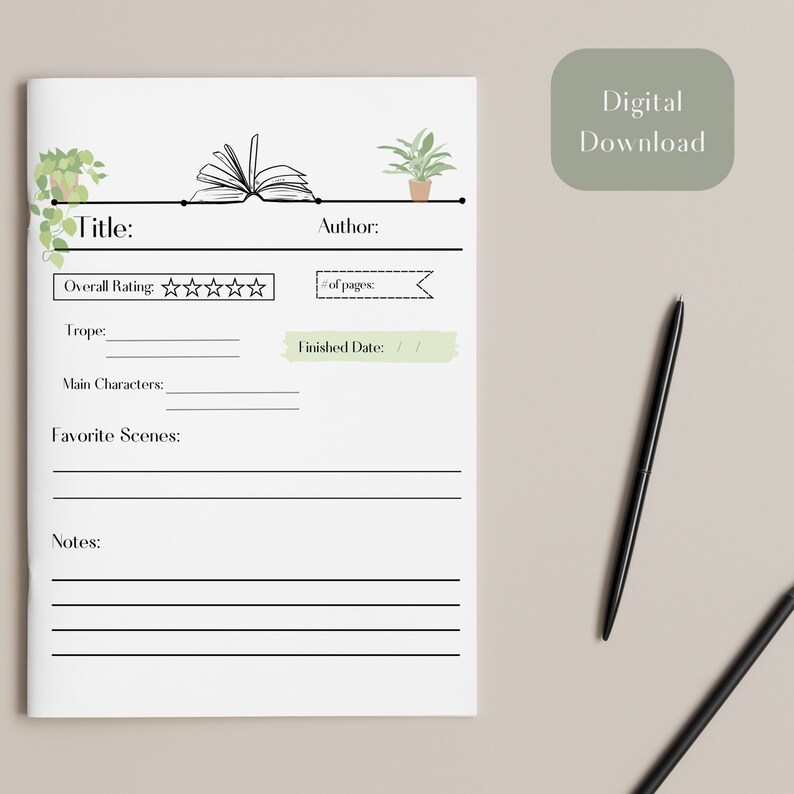 Printable Book Log, Book Detail Tracker, Instant Downloadable Reading ...