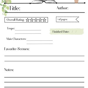Printable Book Log, Book Detail Tracker, Instant Downloadable Reading ...
