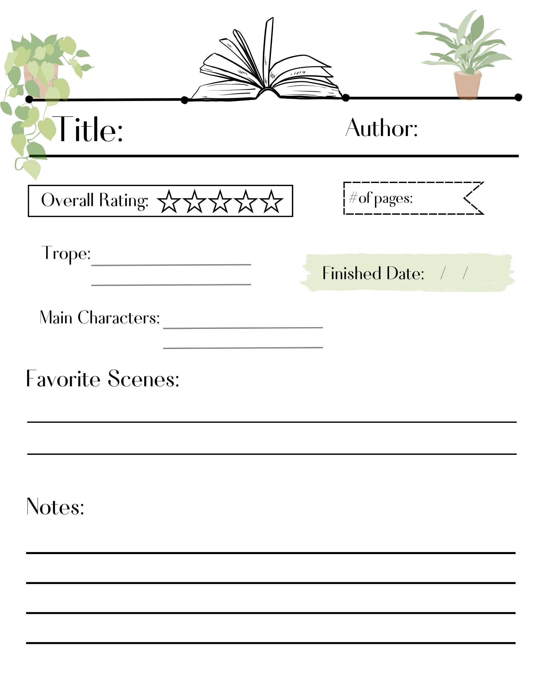 Printable Book Log, Book Detail Tracker, Instant Downloadable Reading ...
