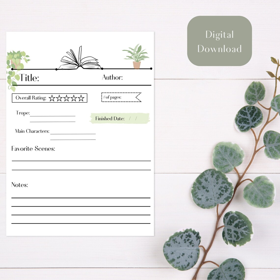 Printable Book Log, Book Detail Tracker, Instant Downloadable Reading ...