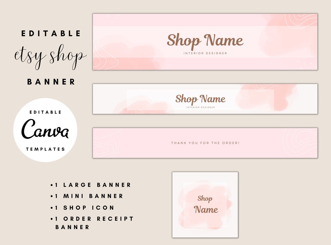 Elegant Soft Pink Etsy Shop Banner Etsy Shop Kit Etsy - Etsy