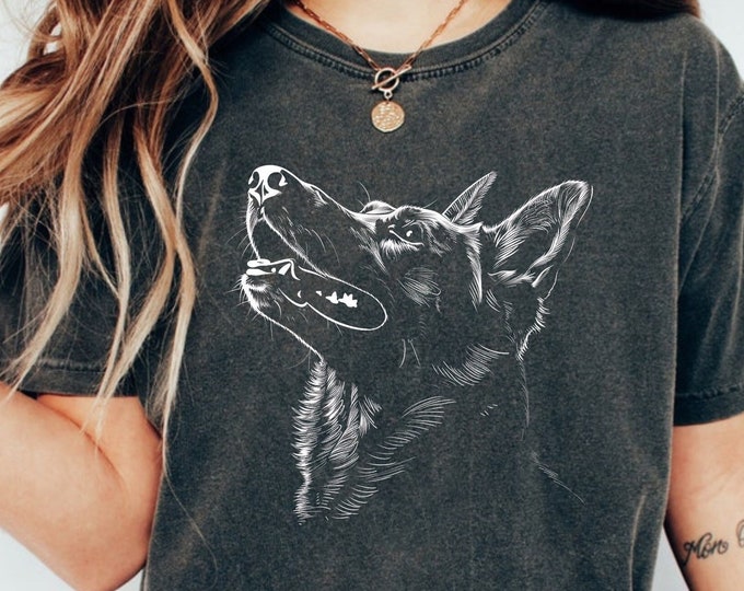 German Shepherd Silhouette Comfort Colors T Shirt, GSD Mom Tee, Gift ...