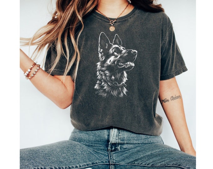 German Shepherd Silhouette Comfort Colors T Shirt, GSD Mom Tee, Gift ...