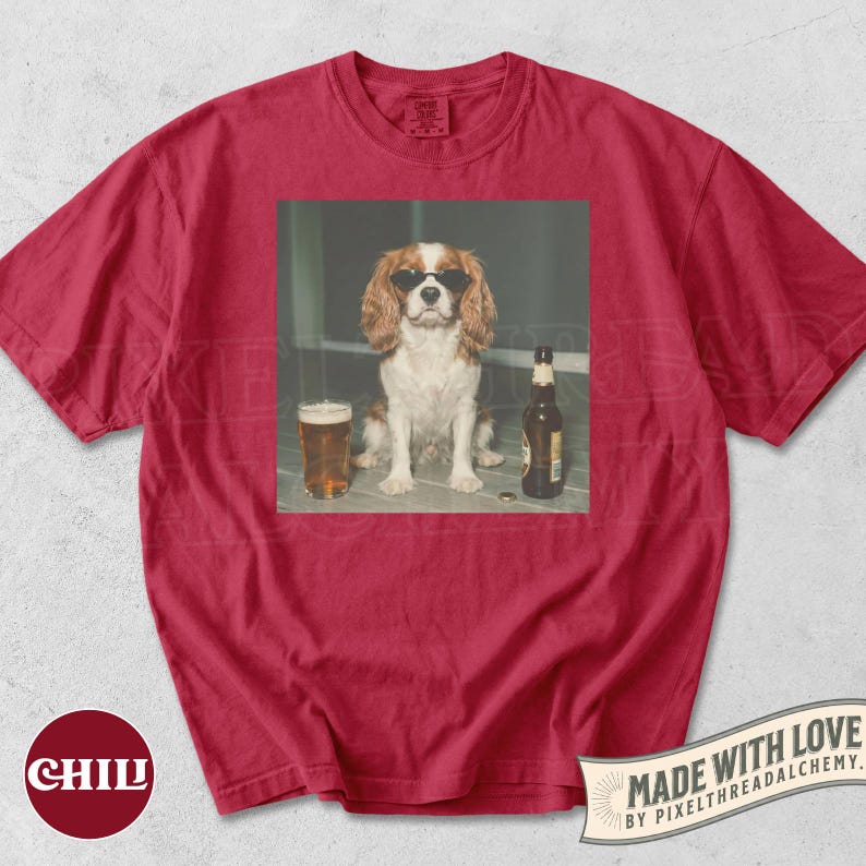 Funny Cavalier King Charles Drinking Beer Shirt, Silly Sarcastic ...
