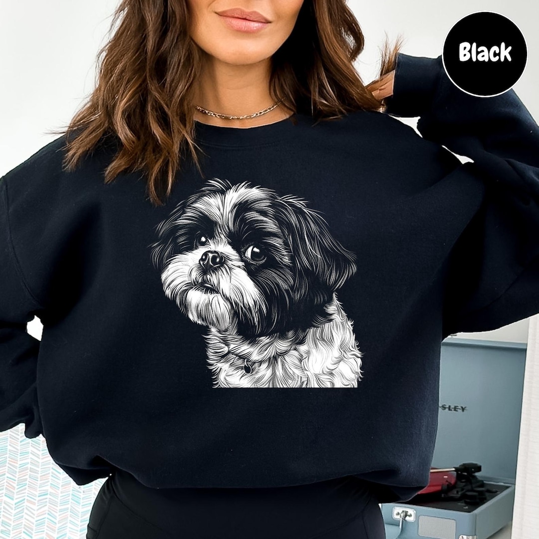 Shih Tzu Sweatshirt, Cute Shih Tzu Silhouette Comfort Colors T Shirt ...