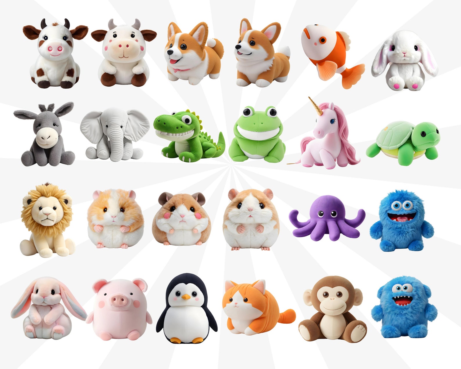 Stuffed Toys Clipart Bundle, Plush Toys Collection, Realistic Cute ...