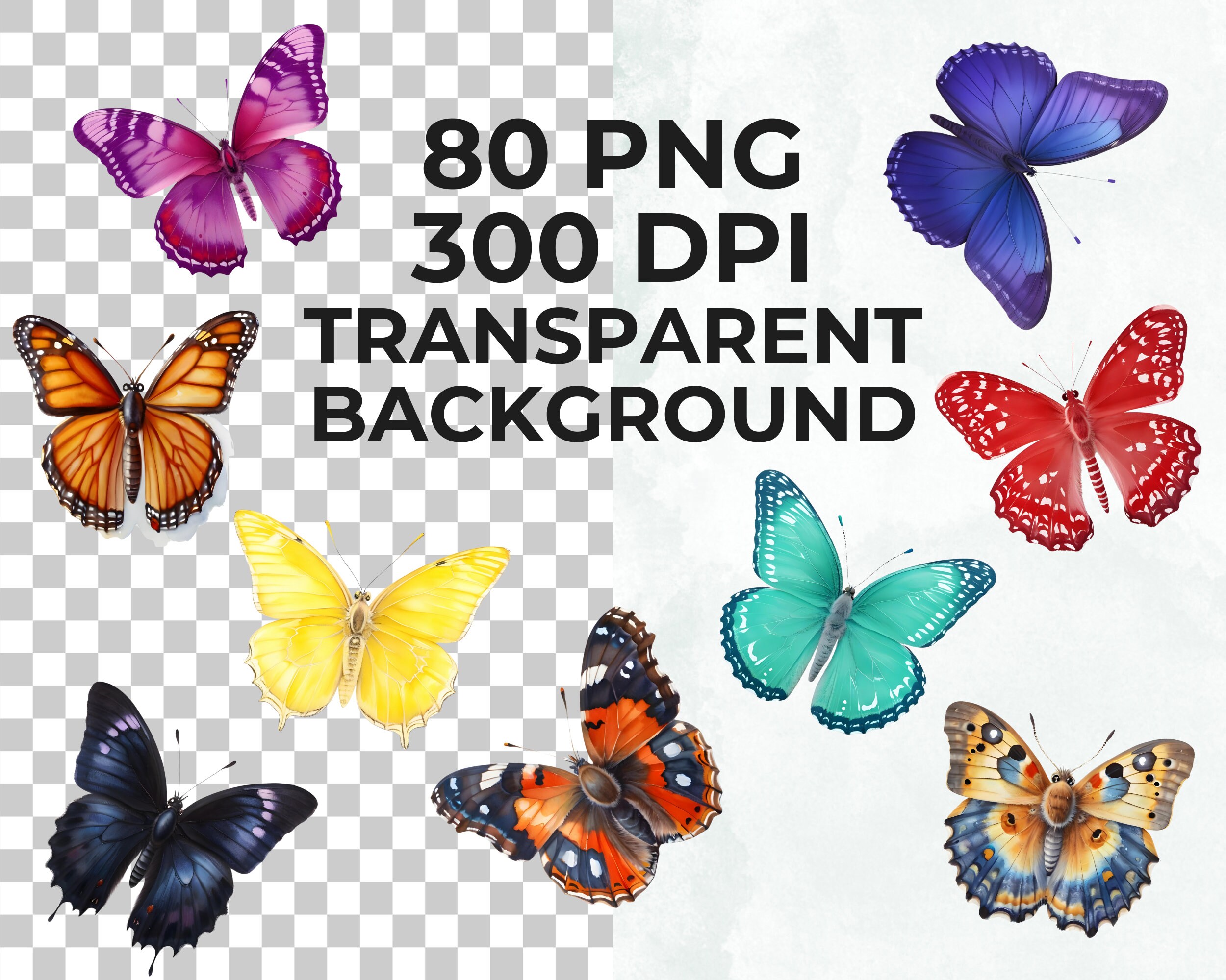 Watercolor Butterflies Clipart Collection, Colorful Butterfly Bundles ...