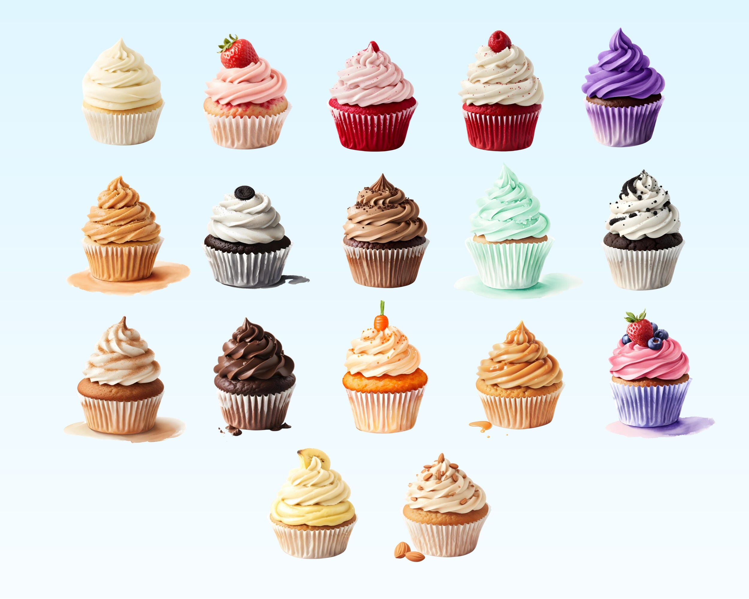 Cupcake Clipart Collection, Realistic Muffin Clipart, Mug Cake, Real ...