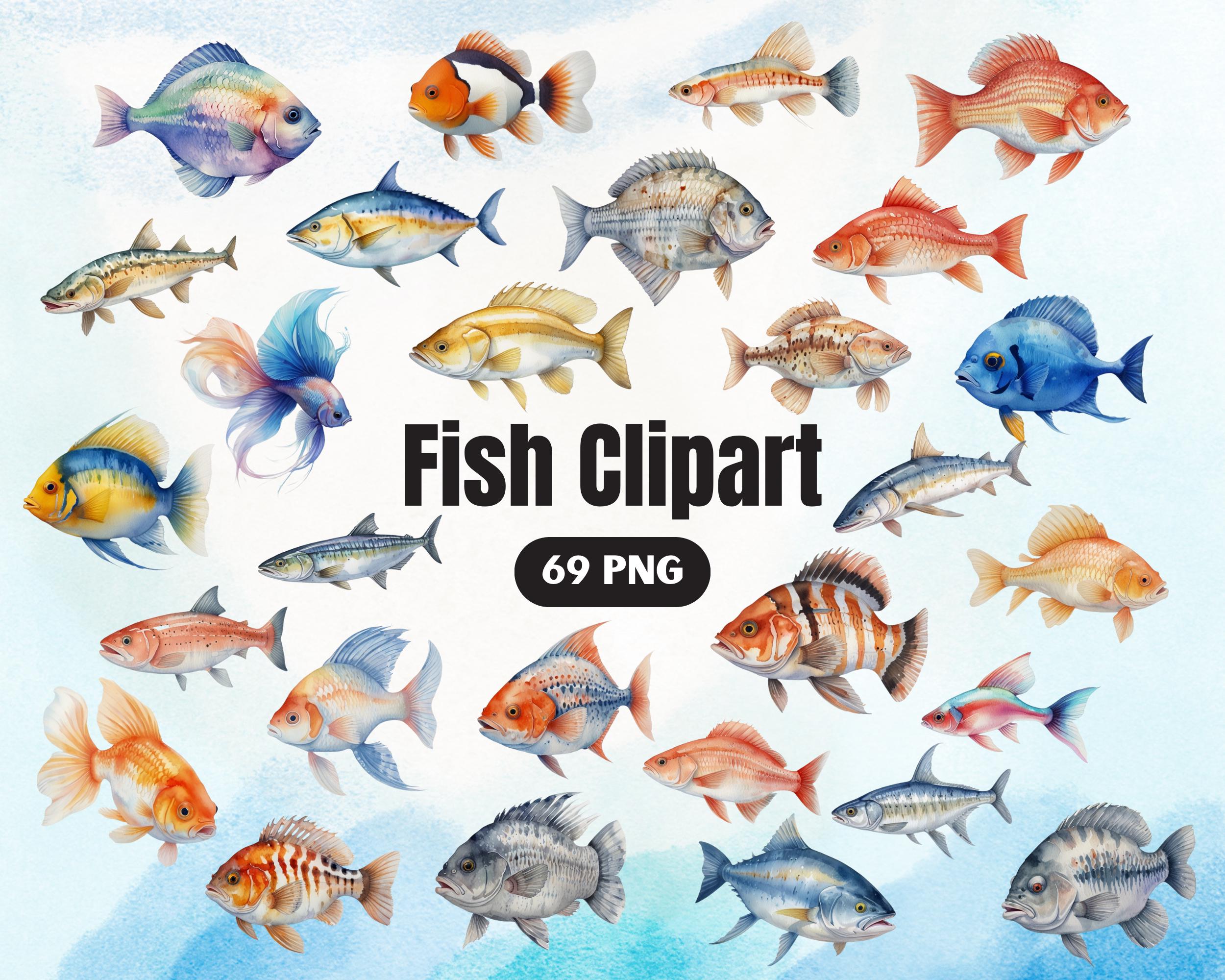 Watercolor Fish Clipart Bundle, Underwater Illustrations, Saltwater ...