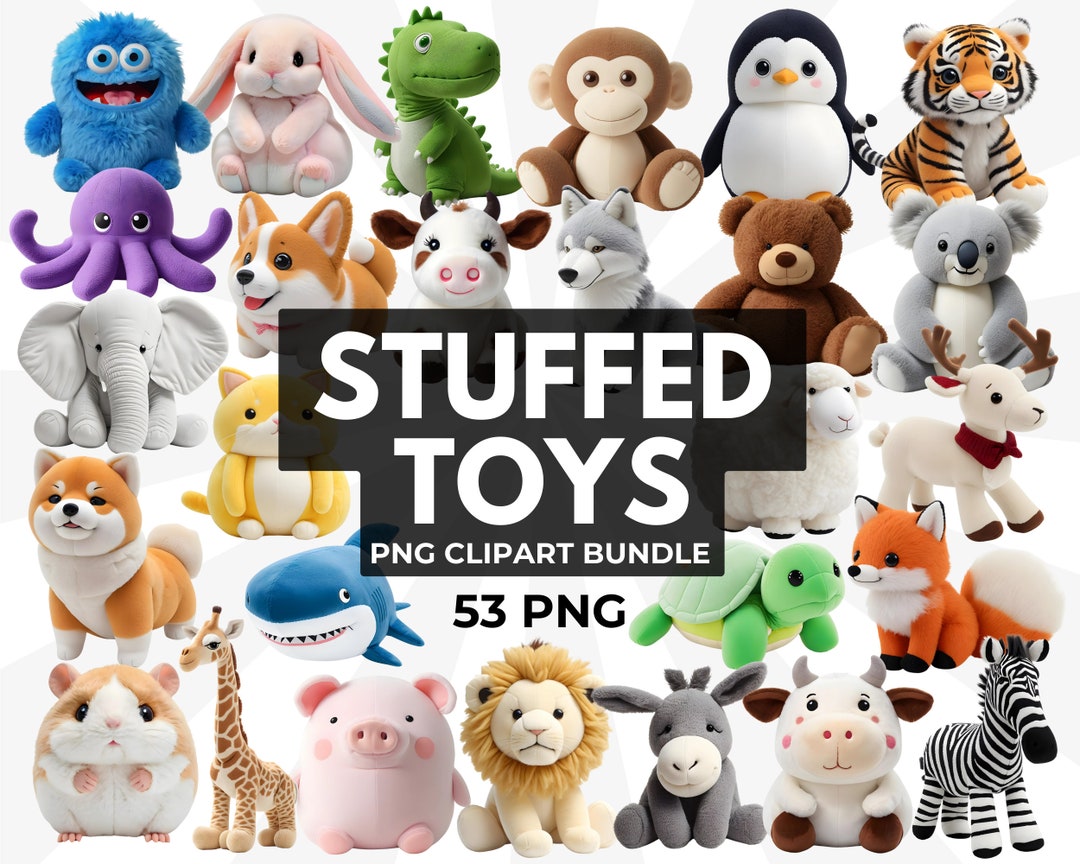Stuffed Toys Clipart Bundle, Plush Toys Collection, Realistic Cute ...