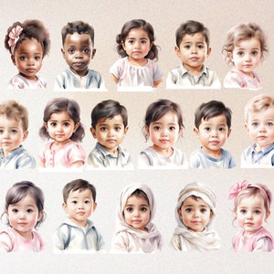 Watercolor Babies Clipart Bundle, Cute Kids Portraits, Sweet Baby ...