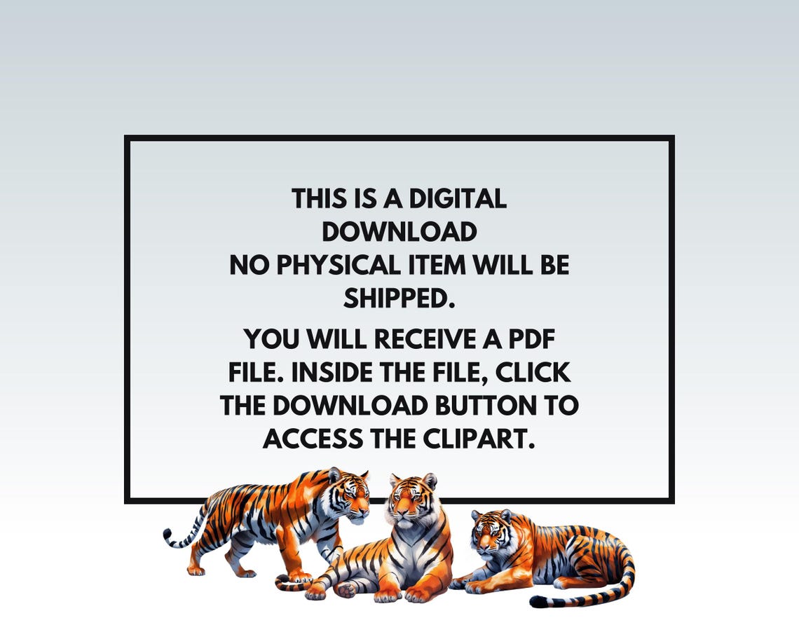 Watercolor Tiger Clipart Bundle, Wild Animals Digital Illustration ...
