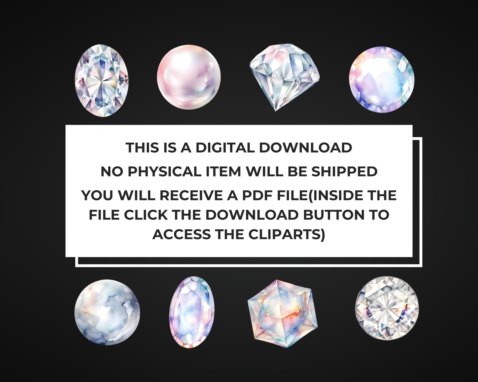 Watercolor Birthstone Clipart Bundle, Gemstones Vector Illustration ...