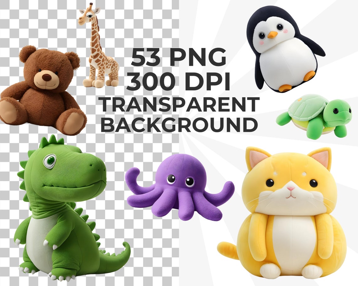 Stuffed Toys Clipart Bundle, Plush Toys Collection, Realistic Cute ...