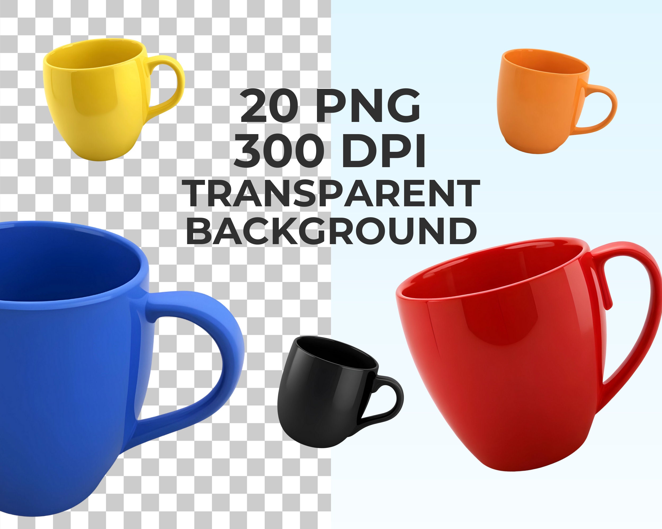 Mugs Clipart, Realistic Ceramic Coffee Mug Illustrations, Colorful Cup ...